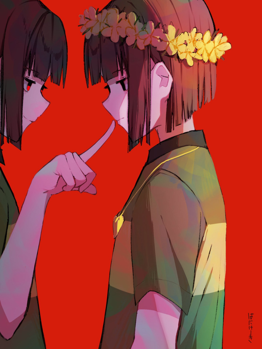 Safebooru - 2others artist name black eyes bob cut brown hair chara ...