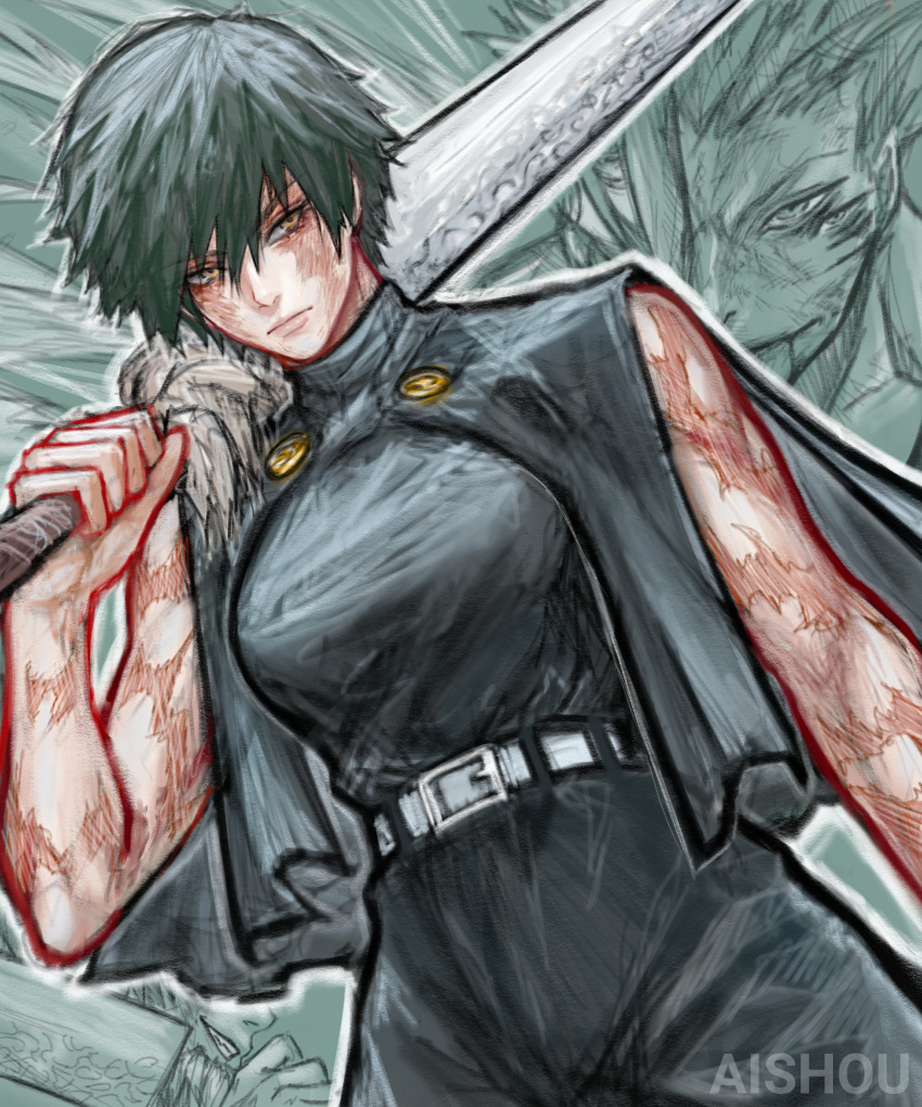 Safebooru - 1boy 1girl absurdres ai shou artist name burn scar ...