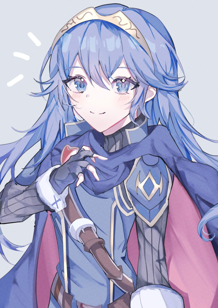 Safebooru - 1girl blue cape blue eyes blue gloves blue hair blush brand of the exalt cape closed ...