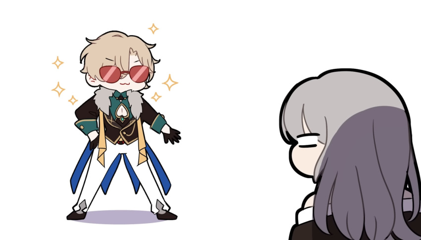 Safebooru - 1boy 1girl :3 aventurine (honkai: star rail) blonde hair ...