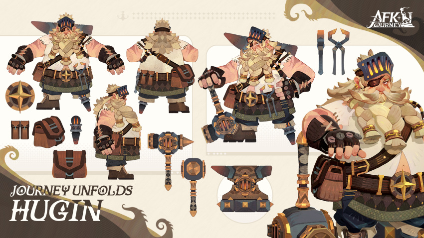 Safebooru - 1boy afk (series) afk journey anvil apron beard belt belt ...