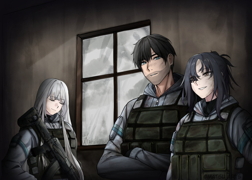 Safebooru - 1boy 2girls absurdres ak-12 ak-12 (girls' frontline) angelia (girls' frontline ...