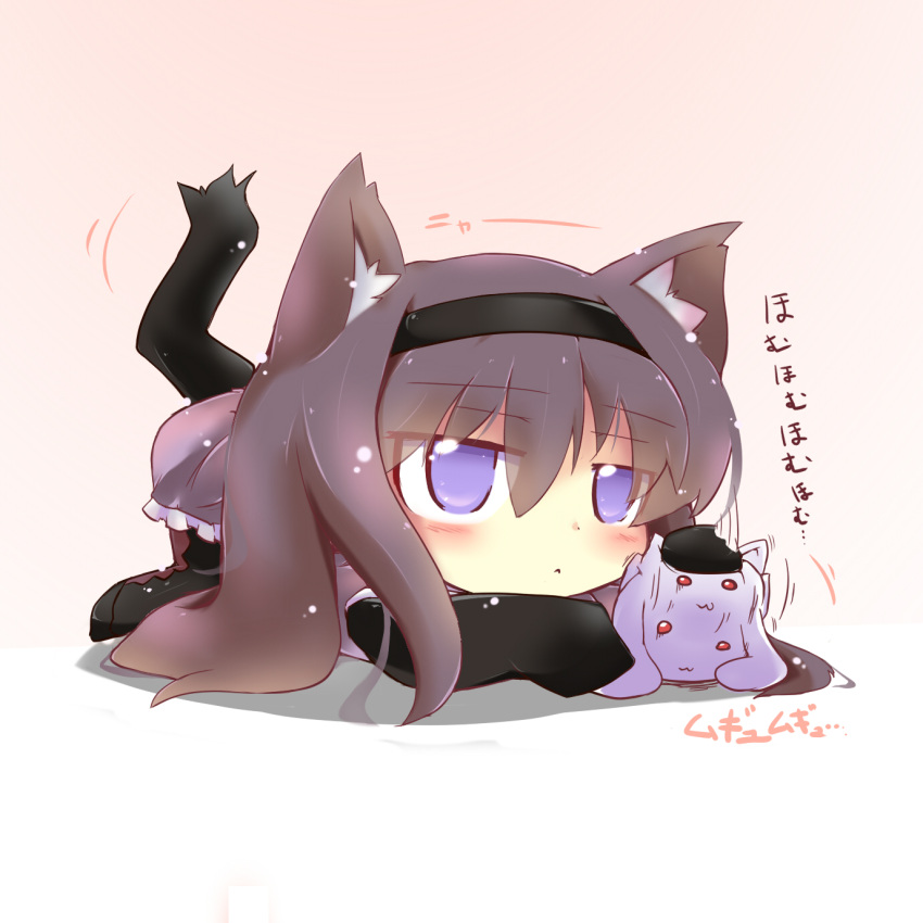 Safebooru - akemi homura animal ears benauxi cat ears cat tail chibi ...