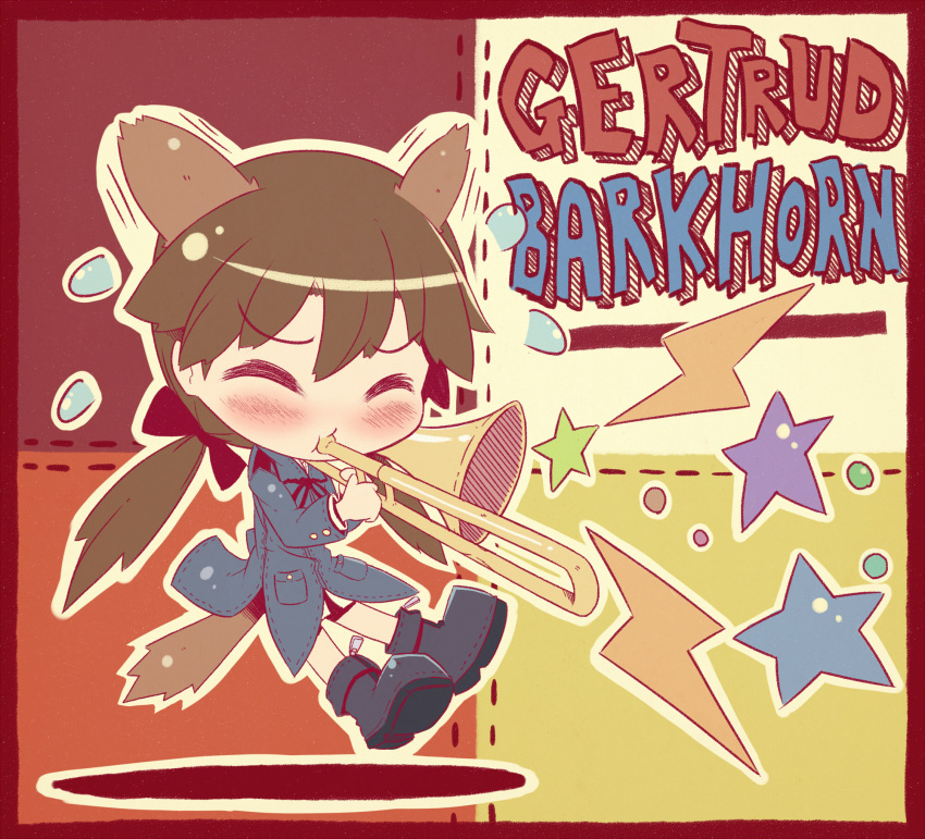 Safebooru - brown hair chibi dog ears gertrud barkhorn highres ...