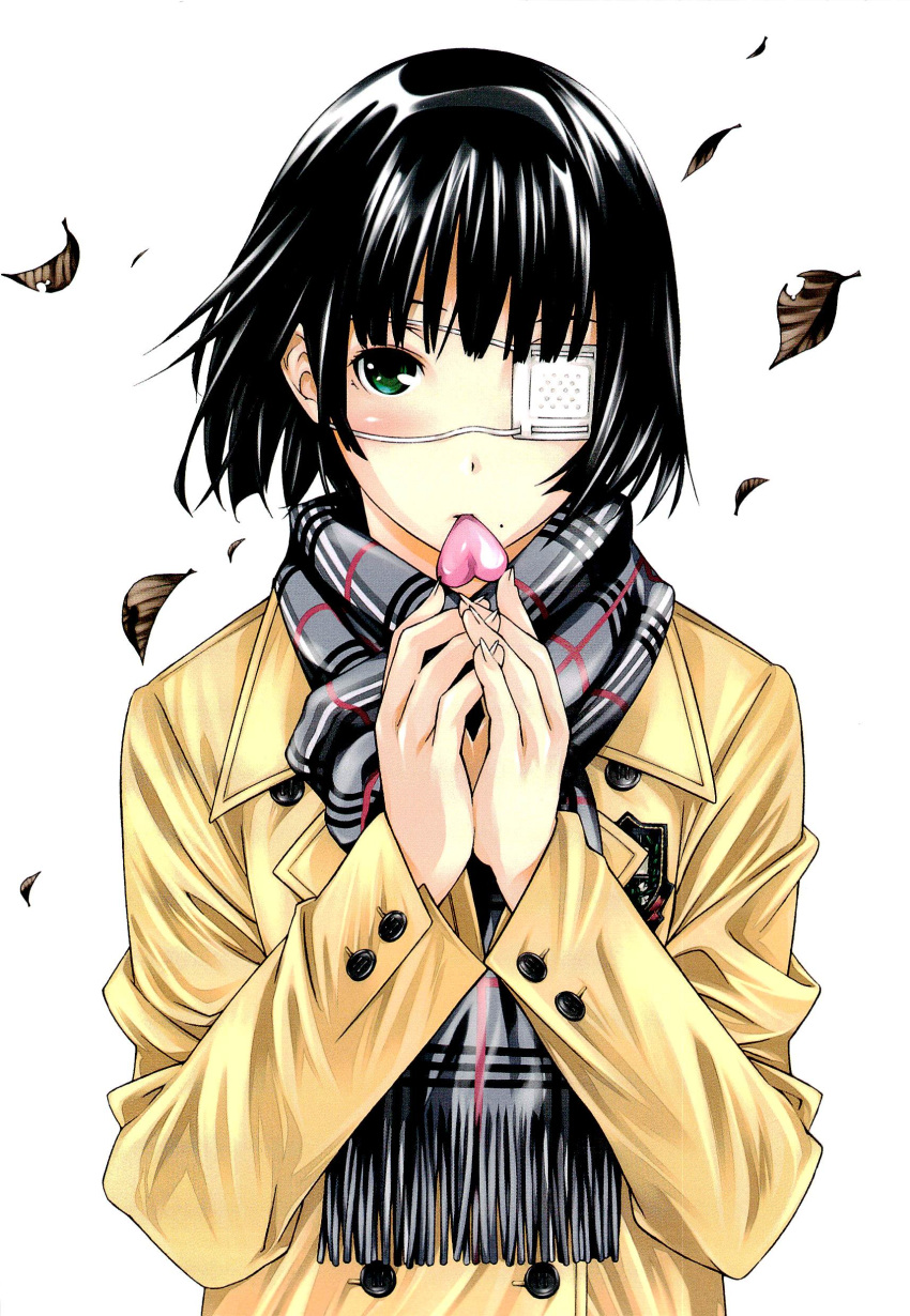 Safebooru - absurdres black hair blush eyepatch green eyes heart ...