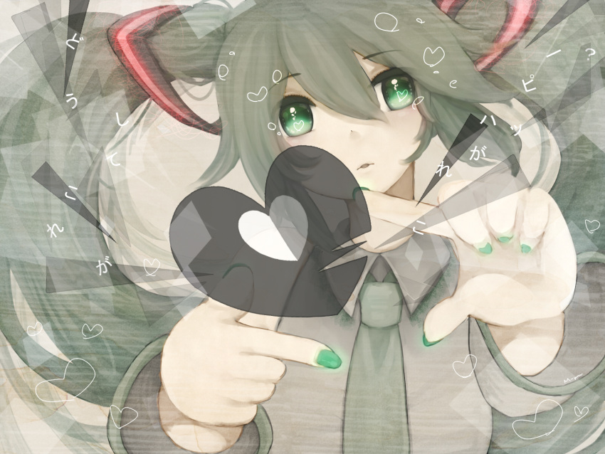 Safebooru - face finger frame green eyes green hair hatsune miku heart ...
