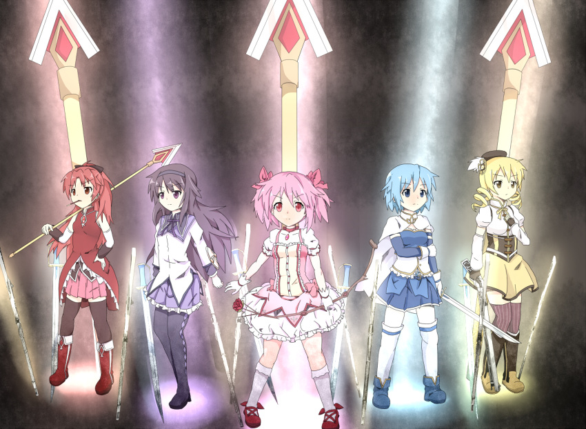 Safebooru - akemi homura beret boots bow (weapon) brown legwear ...