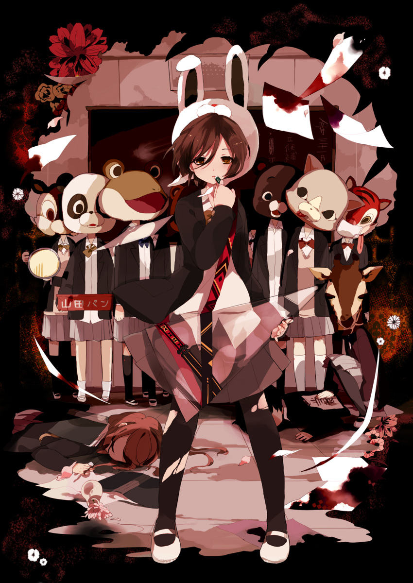 Safebooru - box sentou shoujo brown hair bunny hood eraser highres hood ...