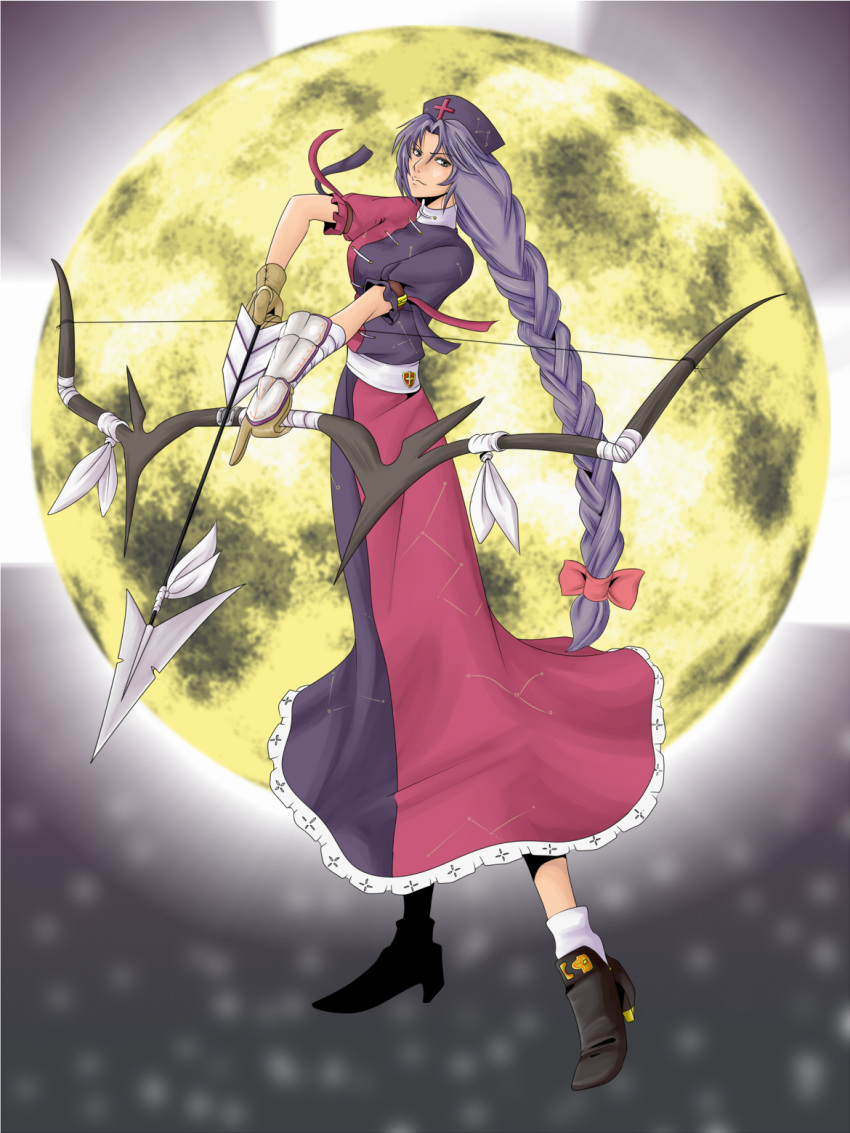 Safebooru - bow braid breasts dress grey eyes grey hair highres long ...
