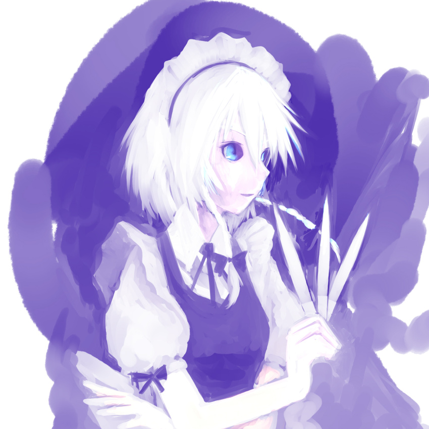 Safebooru - blue eyes blush braid highres izayoi sakuya knife maid maid ...