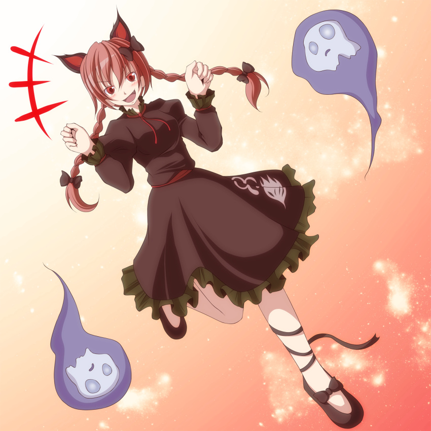 Safebooru - animal ears blush bow braid cat ears extra ears fang hair ...