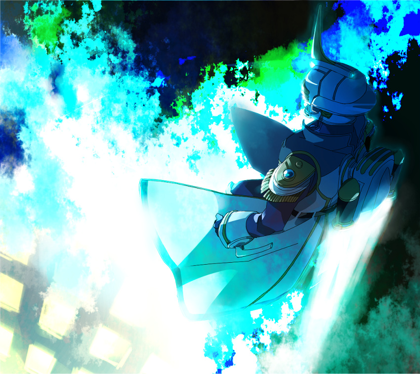 Safebooru - blue fire blue flame epaulettes fire jetpack male power ...