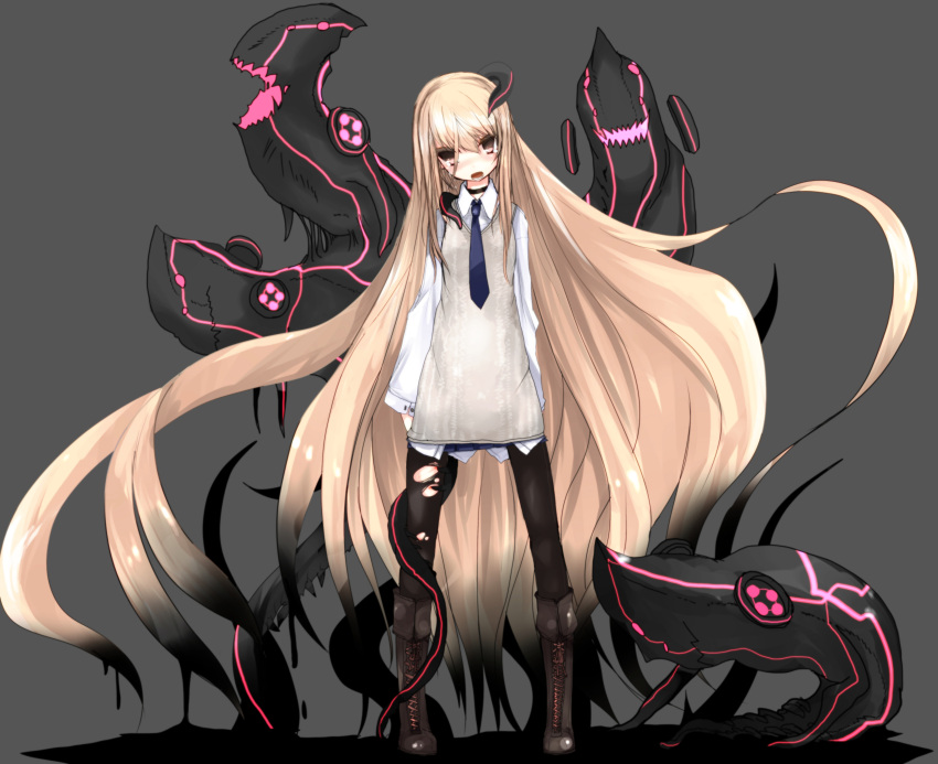 Safebooru Black Hair Black Legwear Blonde Hair Blush Boots Brown Eyes 3847