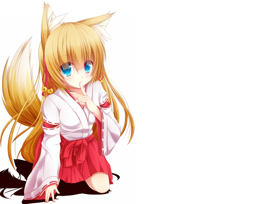 Safebooru - animal ears foxgirl japanese clothes miko syroh tail white ...