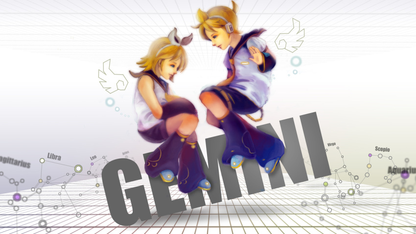 Safebooru - belt blonde hair constellation floating gemini (vocaloid ...