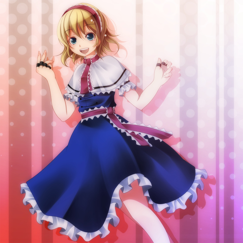 Safebooru - alice margatroid belt blonde hair blue eyes capelet dress frills hairband highres ...