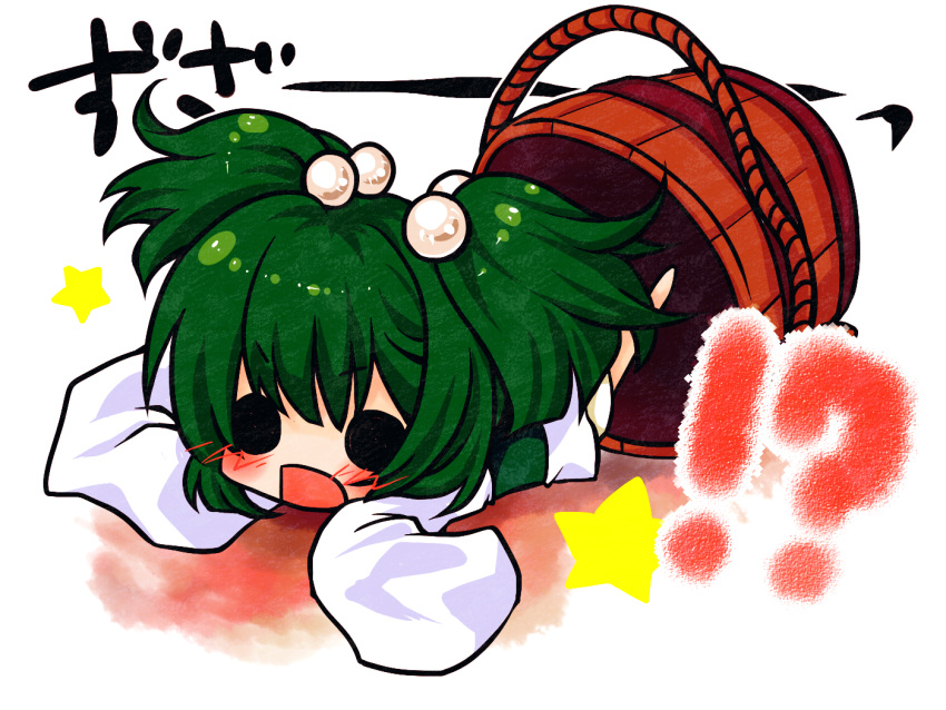 Safebooru - bucket girl in bucket green hair hair bobbles hair ornament ...