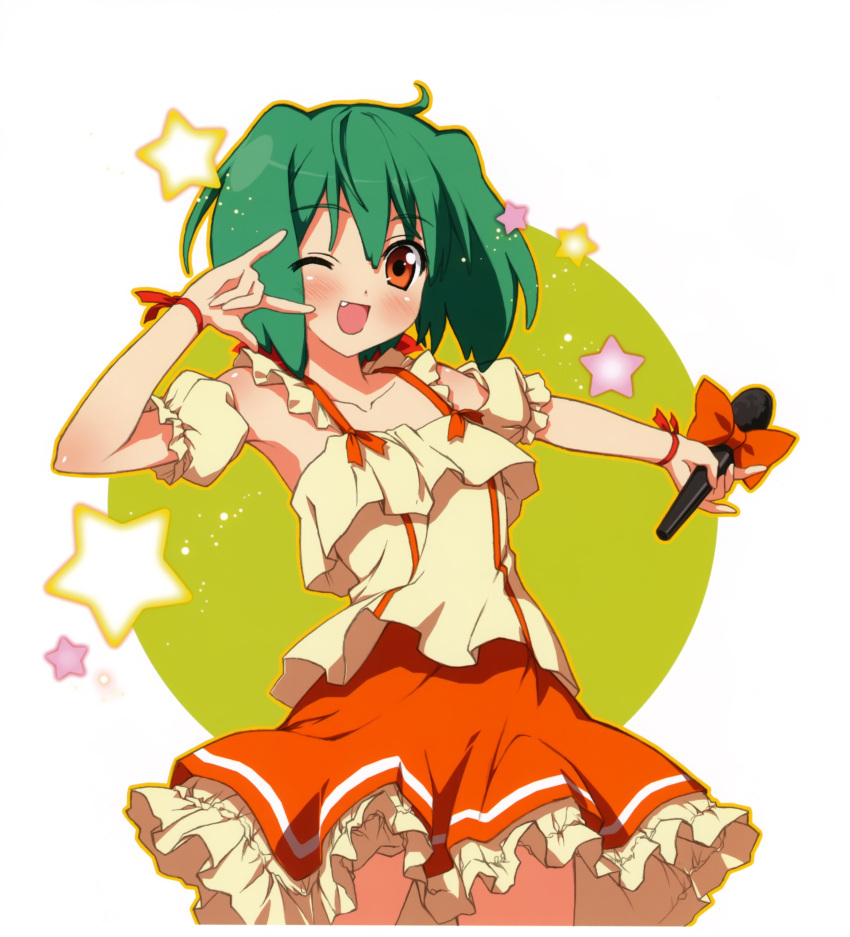 Safebooru - \m/ absurdres ahoge blush fang female green hair highres ...