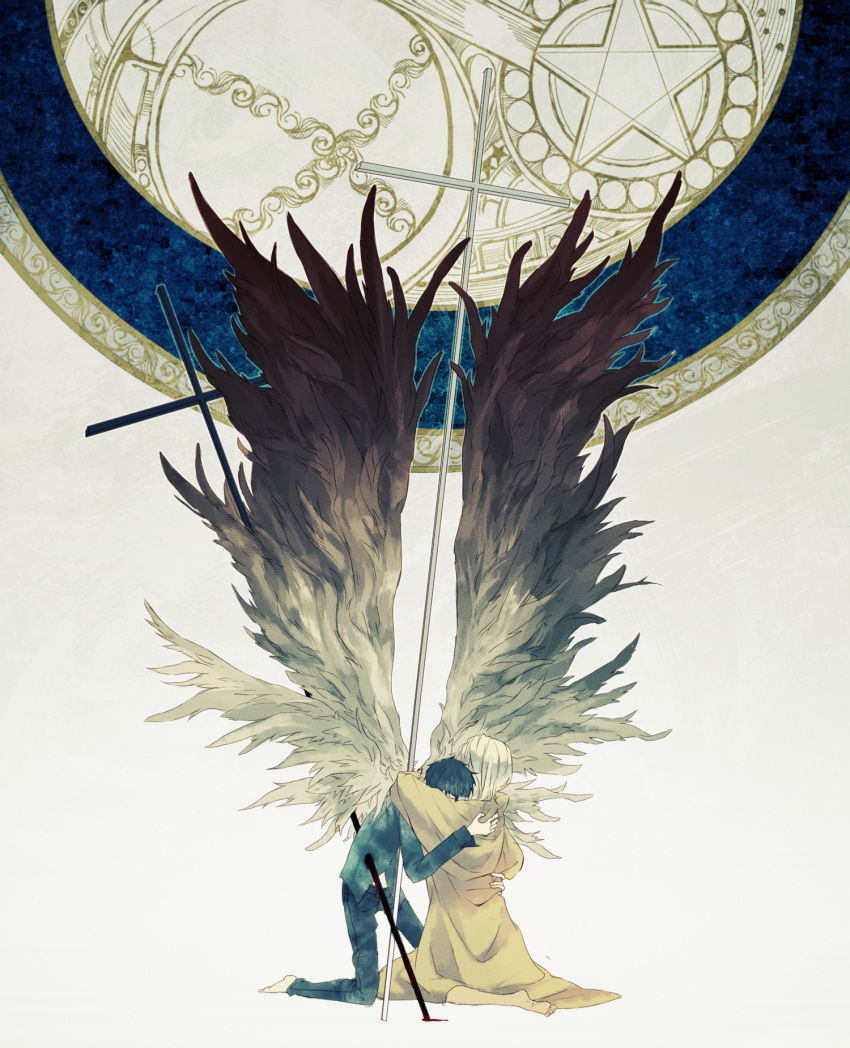 Safebooru - ayumu (wind and sail) black hair blonde hair blood cross el ...