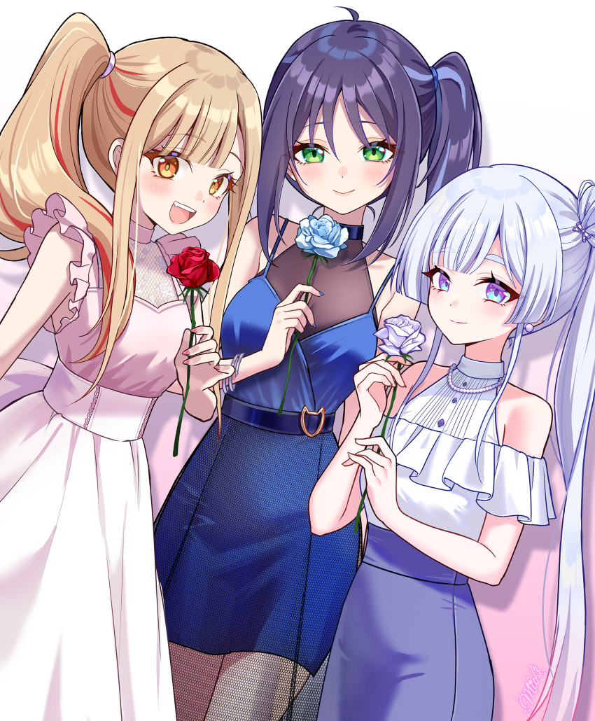 Safebooru - 3girls :d a-line dress absurdres ahoge alternate costume ...