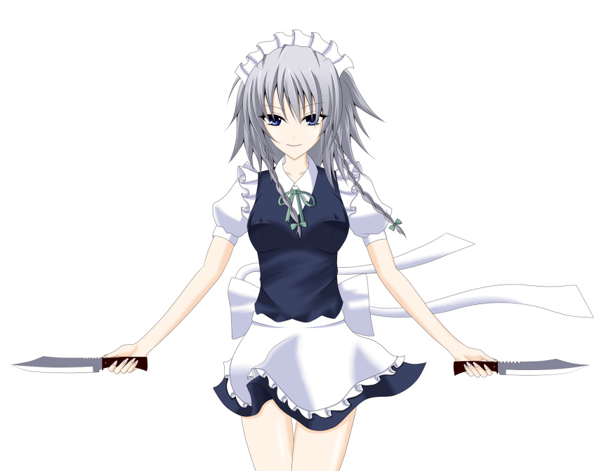 Safebooru - blue eyes braid gmot izayoi sakuya knife maid maid ...
