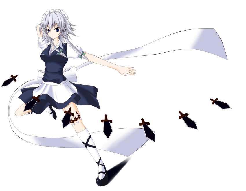 Safebooru - blue eyes braid gmot izayoi sakuya knife maid maid ...