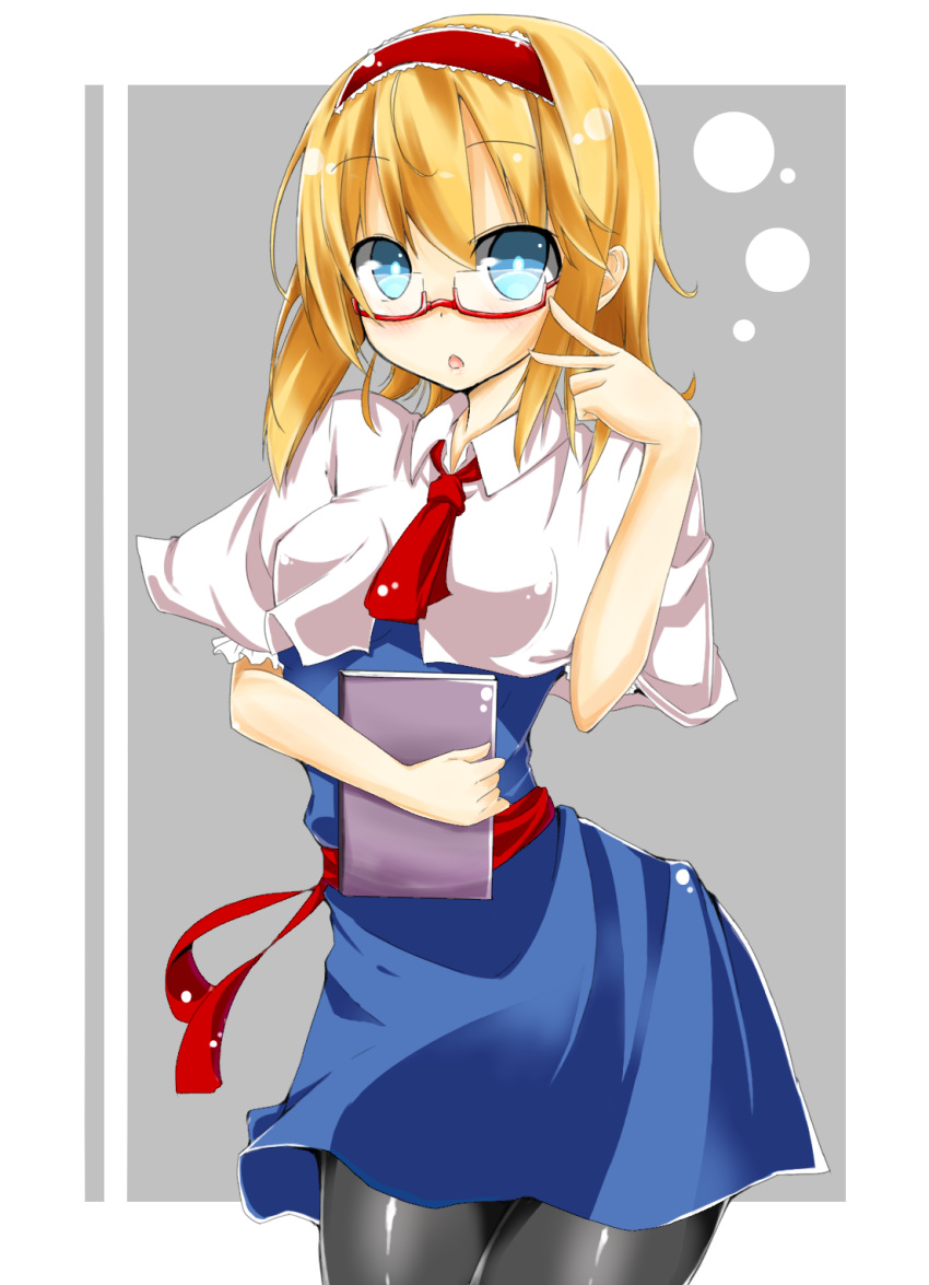 Safebooru - alice margatroid aqua eyes ascot bespectacled black legwear blonde hair blue eyes ...