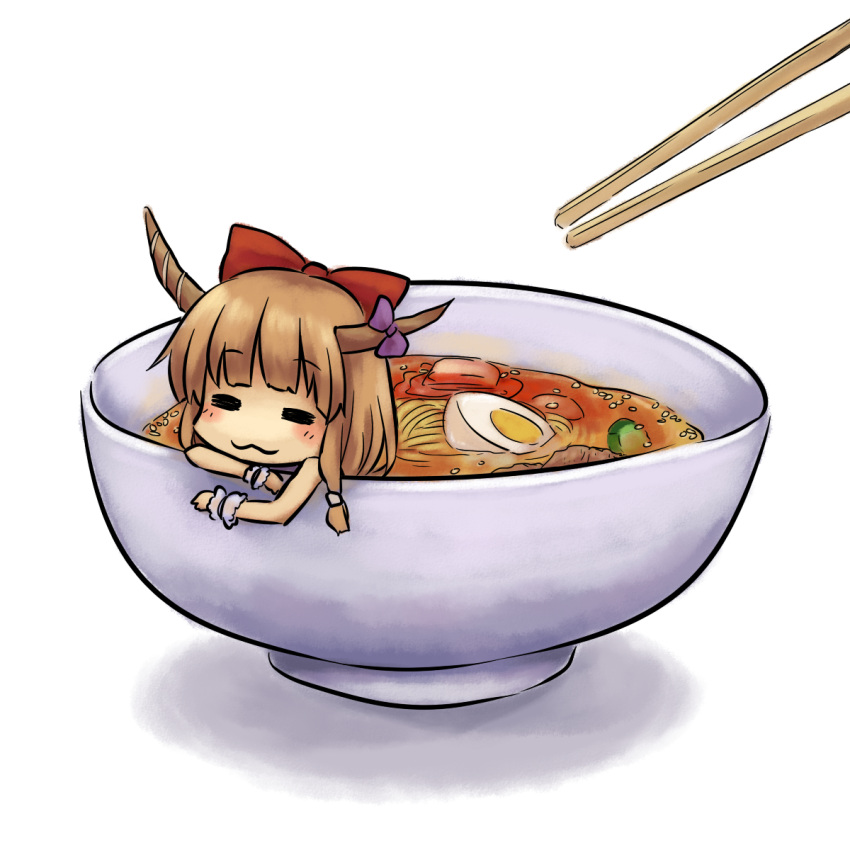 Safebooru - :3 = = bathing blonde hair blush bow bowl chibi chopsticks ...