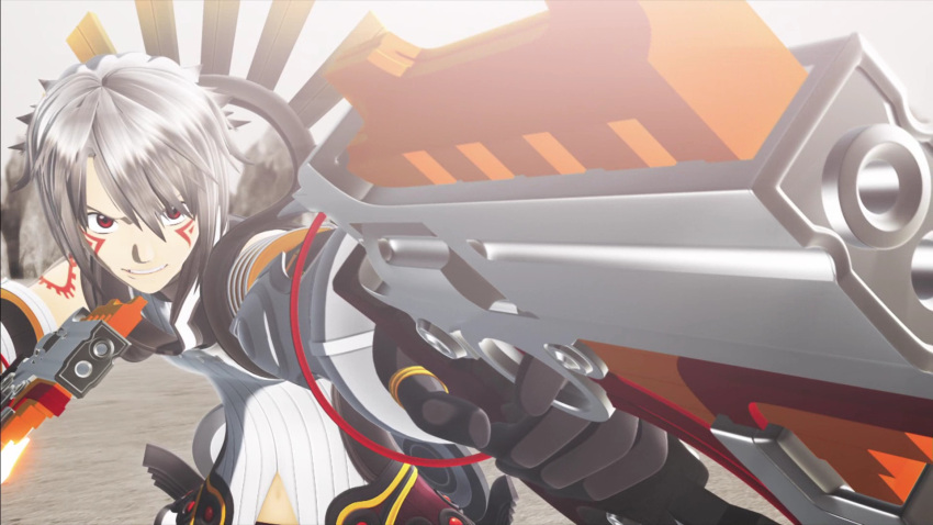 Safebooru - .hack//g.u. grey hair gun haseo red eyes weapon | 693214