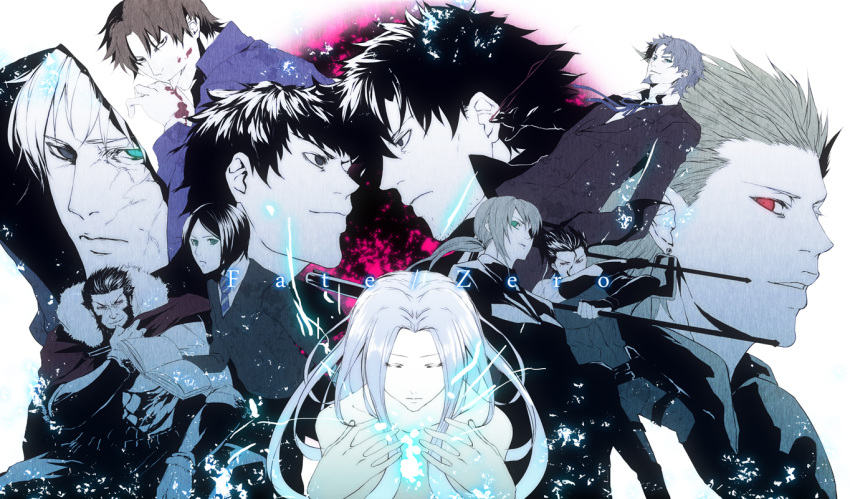 Safebooru - beard blood blue eyes book cape dual wielding emiya ...