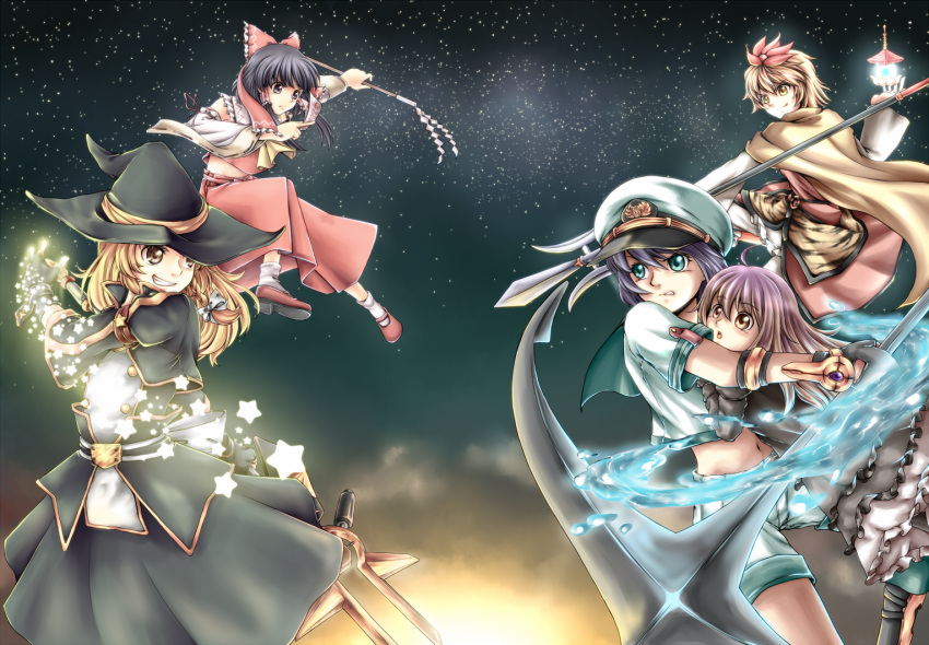 Safebooru - anchor black hair blonde hair blush bow braid brown eyes ...