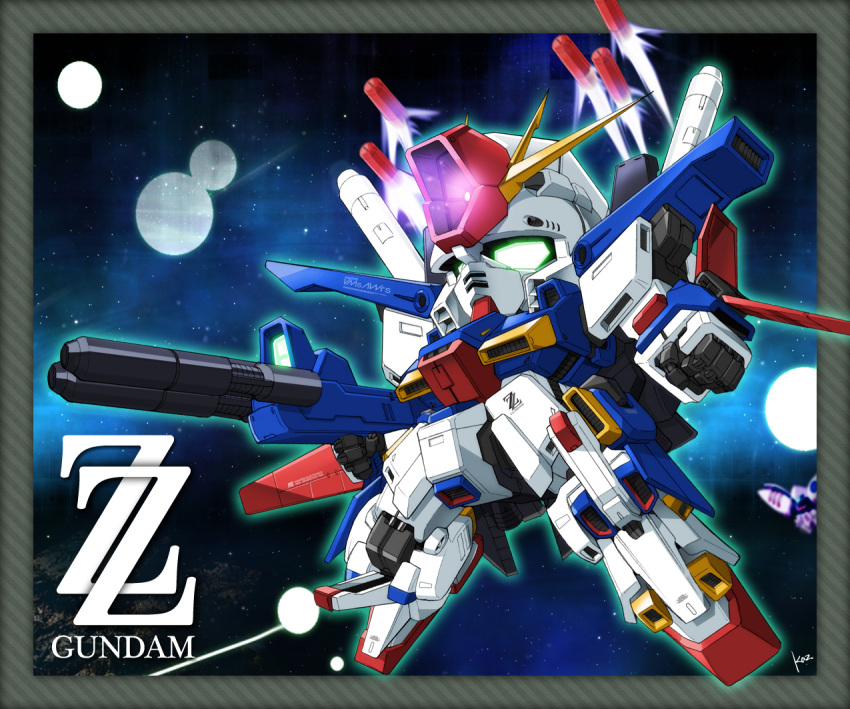 Safebooru - border chibi glowing glowing eyes gun gundam gundam zz kaz ...