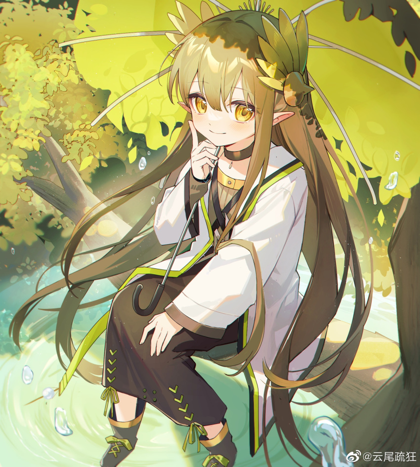 Safebooru - 1girl ankle boots arknights black footwear black skirt boots brown hair brown shirt ...