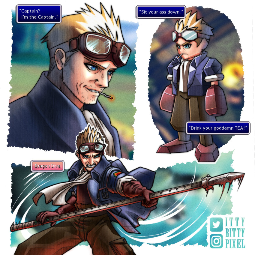 Safebooru - 1boy ascot baggy pants blonde hair blue eyes blue jacket ...