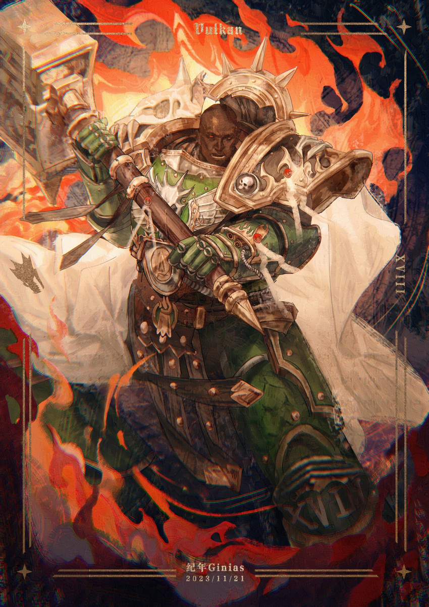 Safebooru - 1boy absurdres alternate skin color animal skull armor ...