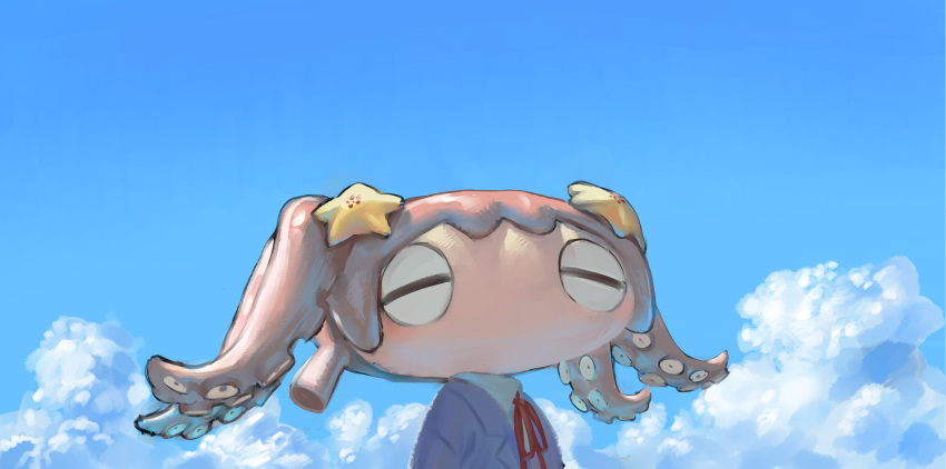 Safebooru 1girl Blue Sky Closed Eyes Clouds Commentary Request Day 0349