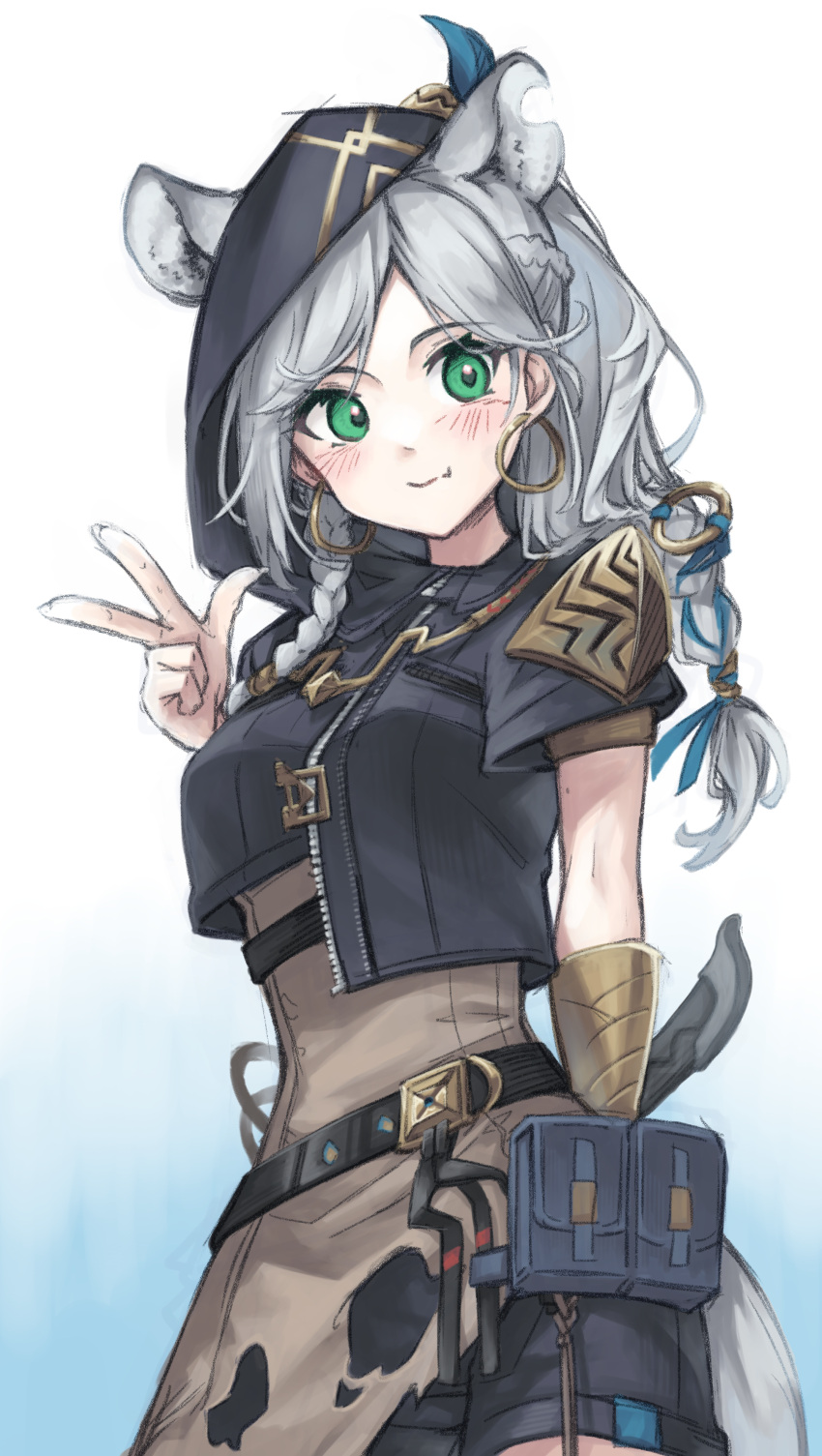 Safebooru - 1girl absurdres ajani (arknights) animal ears arknights asymmetrical hair black ...