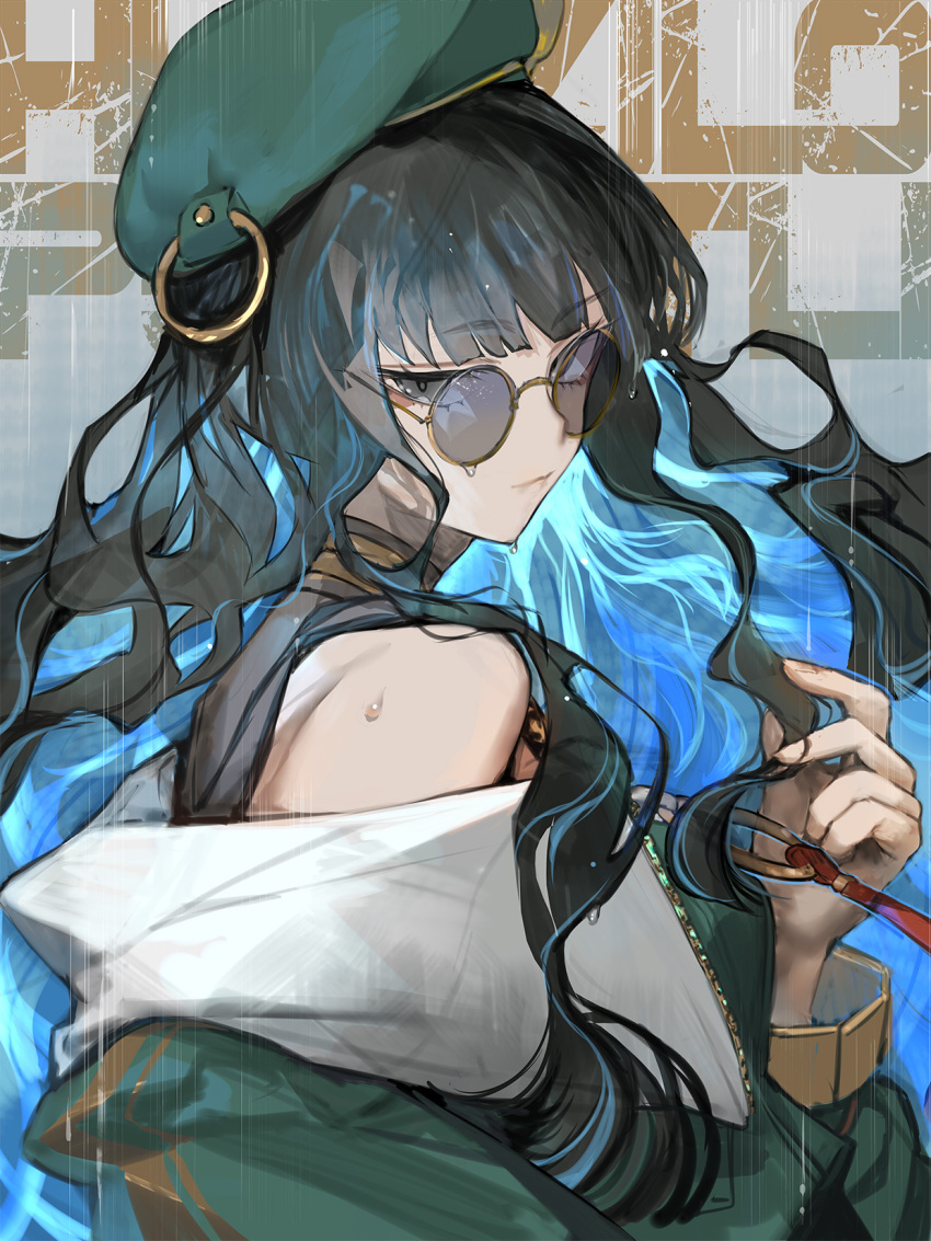 Safebooru - 1girl beret black hair blue hair fate/grand order fate (series) green hat green ...