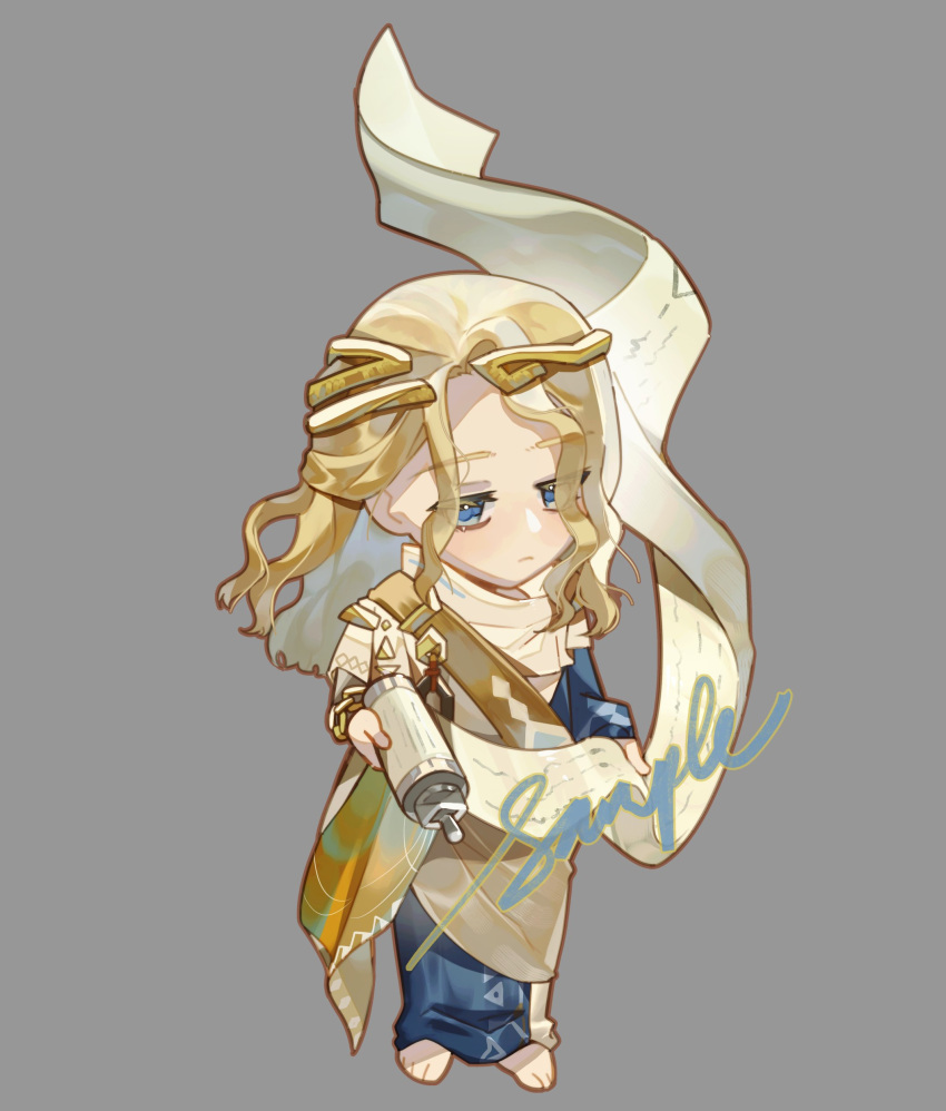 Safebooru - 1boy 6 (reverse:1999) absurdres ancient greek clothes barefoot blonde hair blue eyes ...