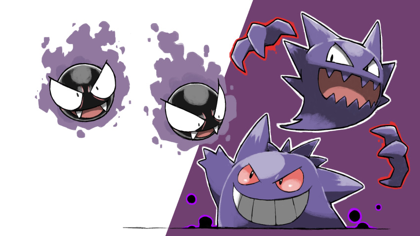 Safebooru - blacknirrow evolutionary line fangs gastly gengar glowing ...