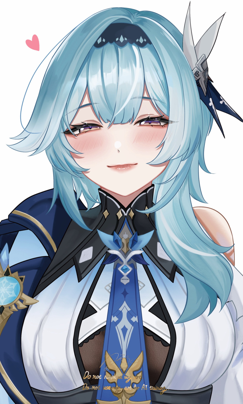 Safebooru - 1girl absurdres black hairband blue hair blue necktie blush breasts closed mouth ...