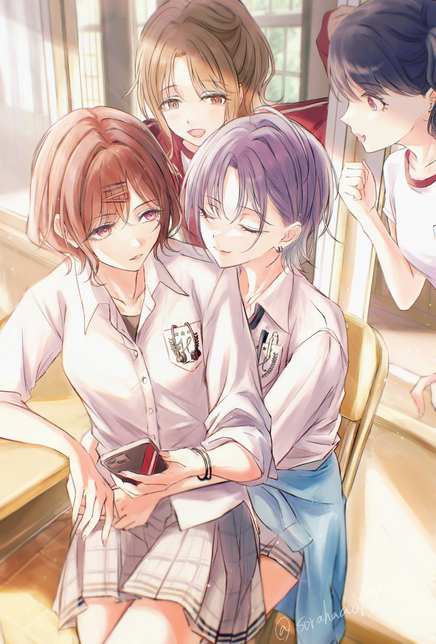 Safebooru - 4girls absurdres asakura toru black hair blue cardigan brown hair cardigan cardigan ...