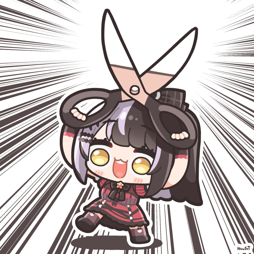 Safebooru - 1girl black hair black ribbon chibi chibi only dress ...