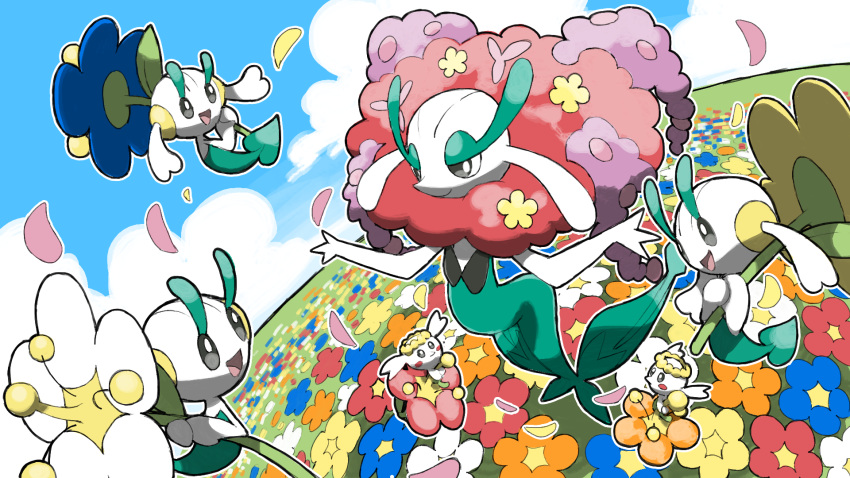 Safebooru - :d blacknirrow blue flower blue sky blush blush stickers ...