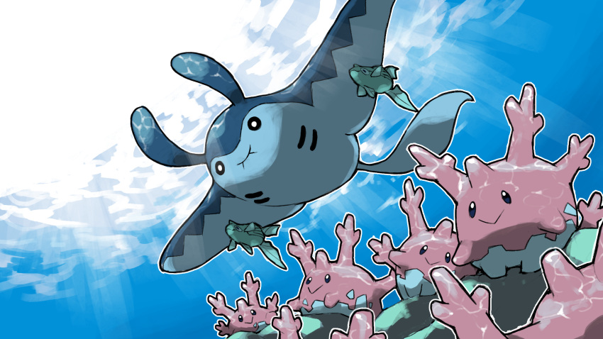 Safebooru - :> animal focus blacknirrow closed mouth corsola fish ...