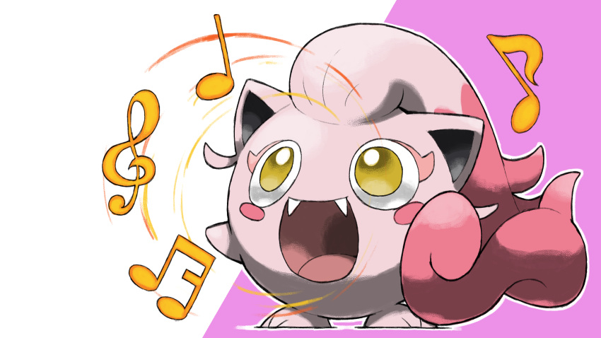 Safebooru - :d blacknirrow blush blush stickers eighth note fangs full ...