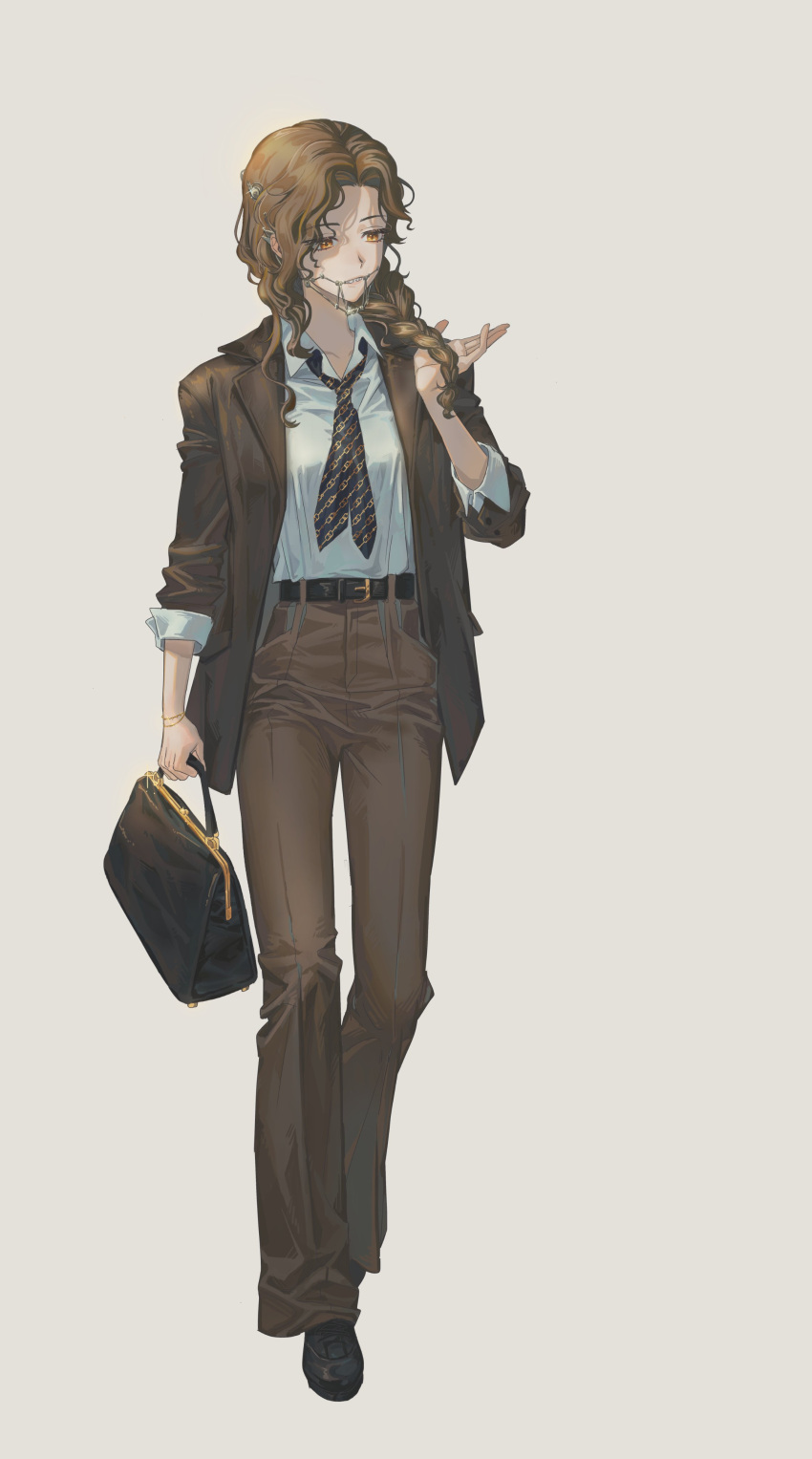 Safebooru - 1girl absurdres alternate costume bag belt black bag black belt black footwear black ...