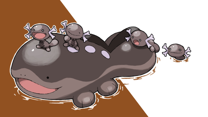 Safebooru - :d blacknirrow clodsire closed eyes closed mouth ...