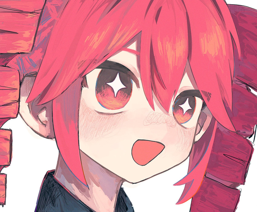 Safebooru - + + 1girl :d black shirt collared shirt commentary drill ...