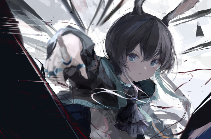 Safebooru - 1girl absurdres amiya (arknights) animal ears arknights ascot black jacket blue ...